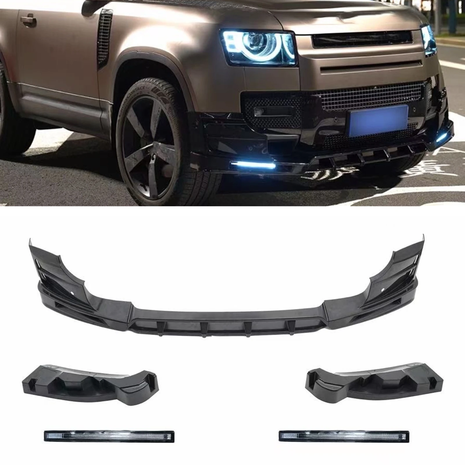 For-Land-Rover-Defender-2020-2021-2022-2023-2024-Gloss-Black-Front ...