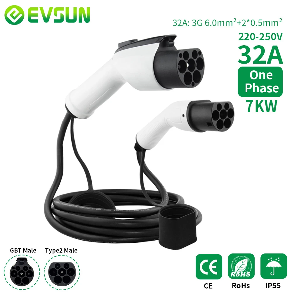EVSUN EV Car Charger Charging Cable EVSE Type 2 Male to GBT Male Plug 1 ...