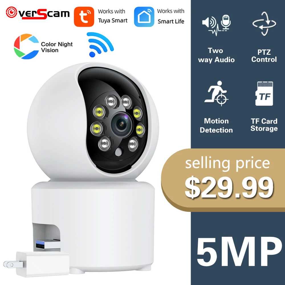 Overscam Mini Camera WiFi Surveillance Camera Tuya Smart Life PTZ ...