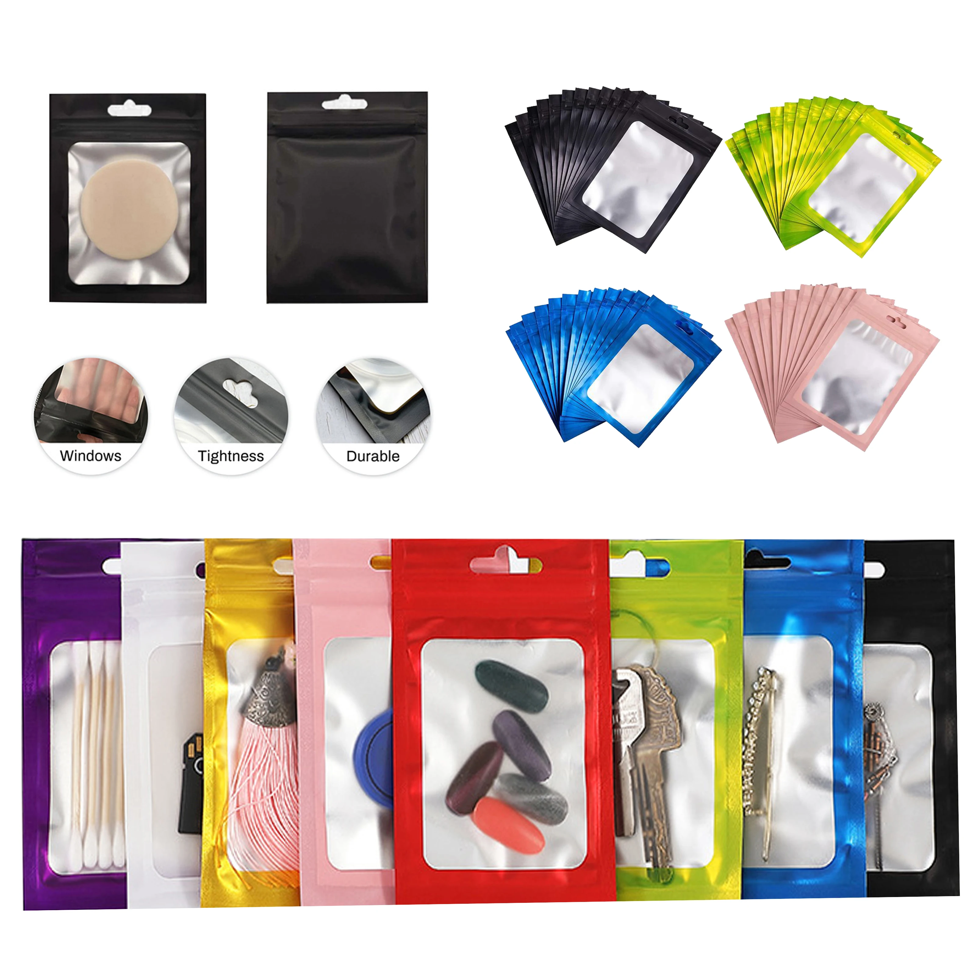100 Pieces Matte Plastic Bag Reusable Polyurethane Zip Bag Supports ...