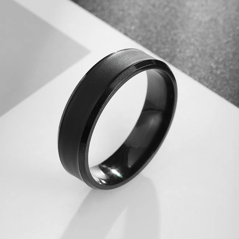 Simple-Fashion-All-Match-Plain-Matte-Black-Glossy-Ring-for-Men-and ...
