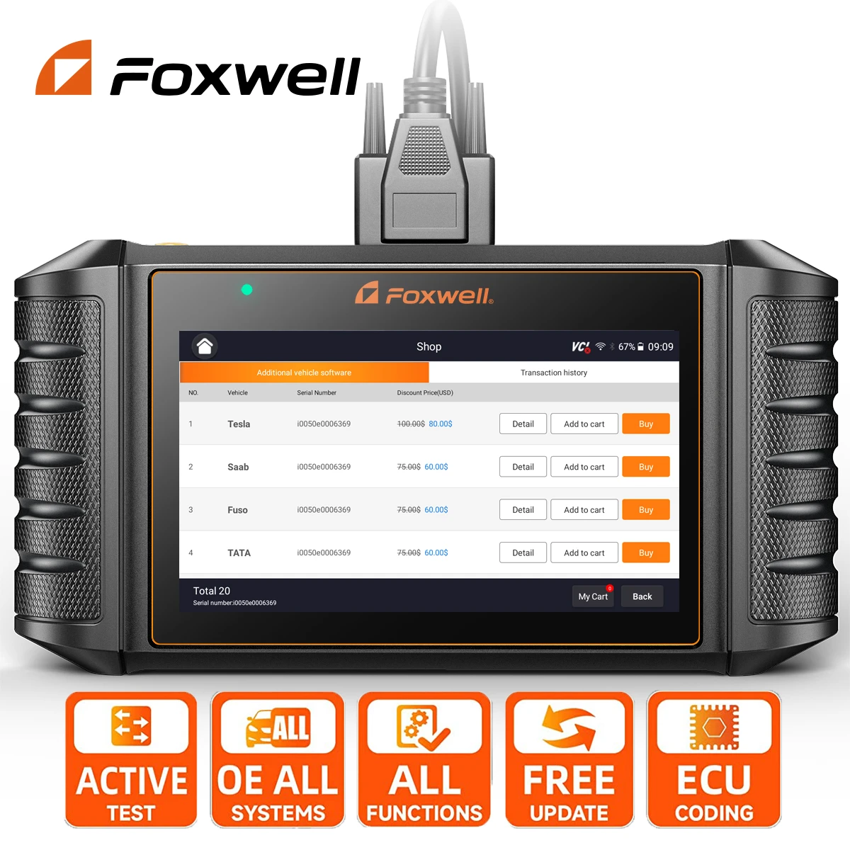 FOXWELL NT710 OBD2 Diagnostic Scan Tool Car Code Reader ECU Coding Full ...