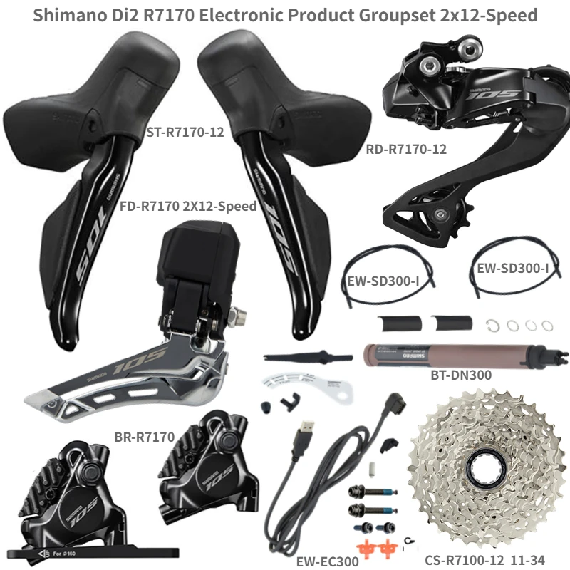 shimano 105 Di2 R7170 2x12 Speed Groupset Road Disc Brake Groupset ...