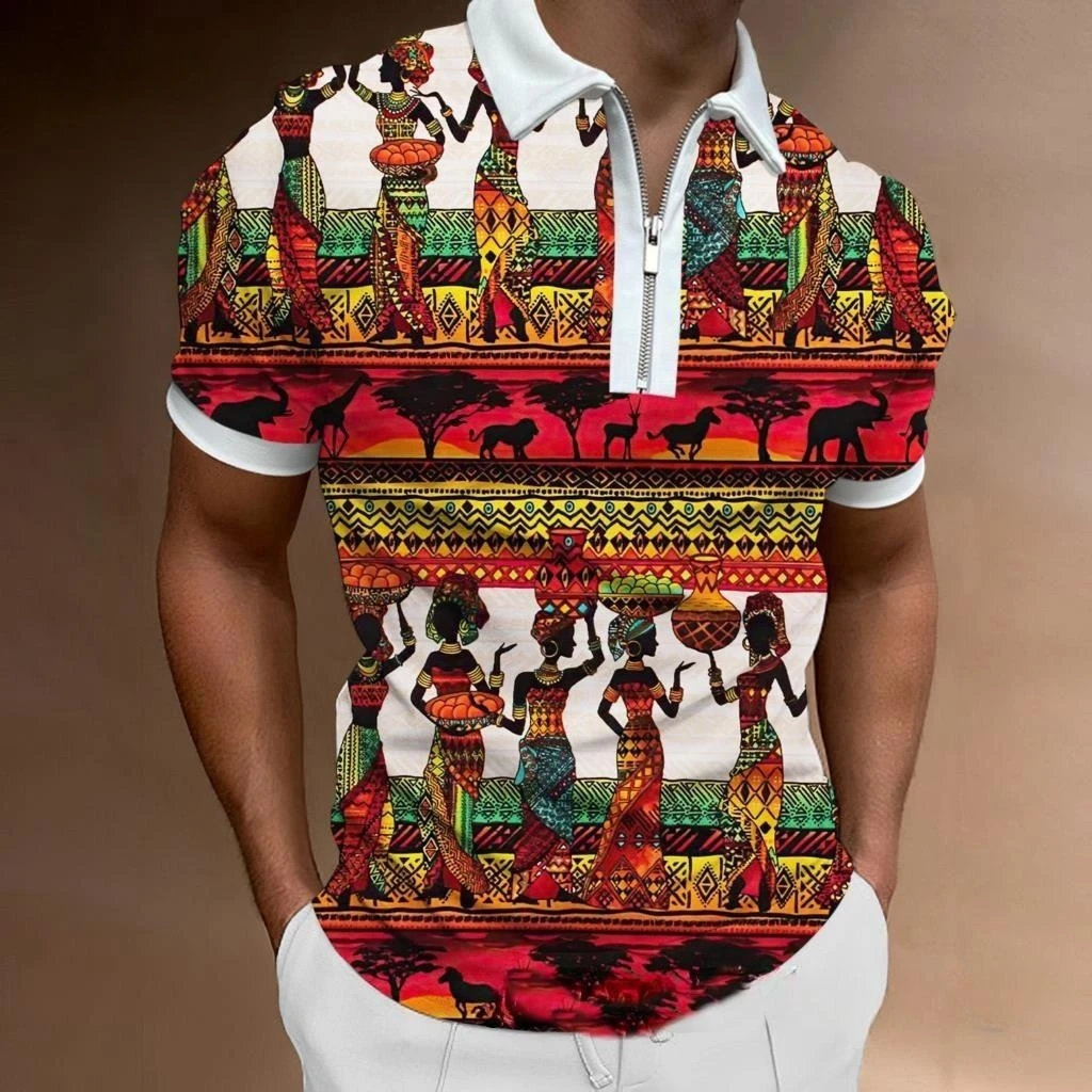 2023-Summer-New-Men-African-Retro-Style-Short-Sleeve-Polo-Shirt-Fashion ...