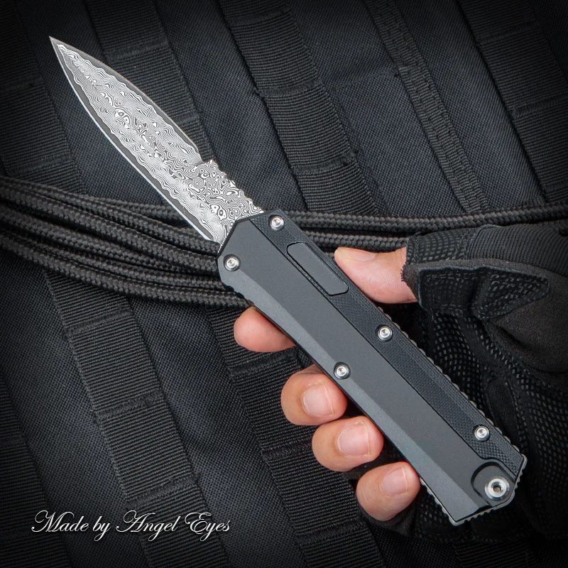 GLYKON-Knife-Damascus-Blade-Edition-Micro-OTF-Tech-Knife-G10-Handle-EDC ...