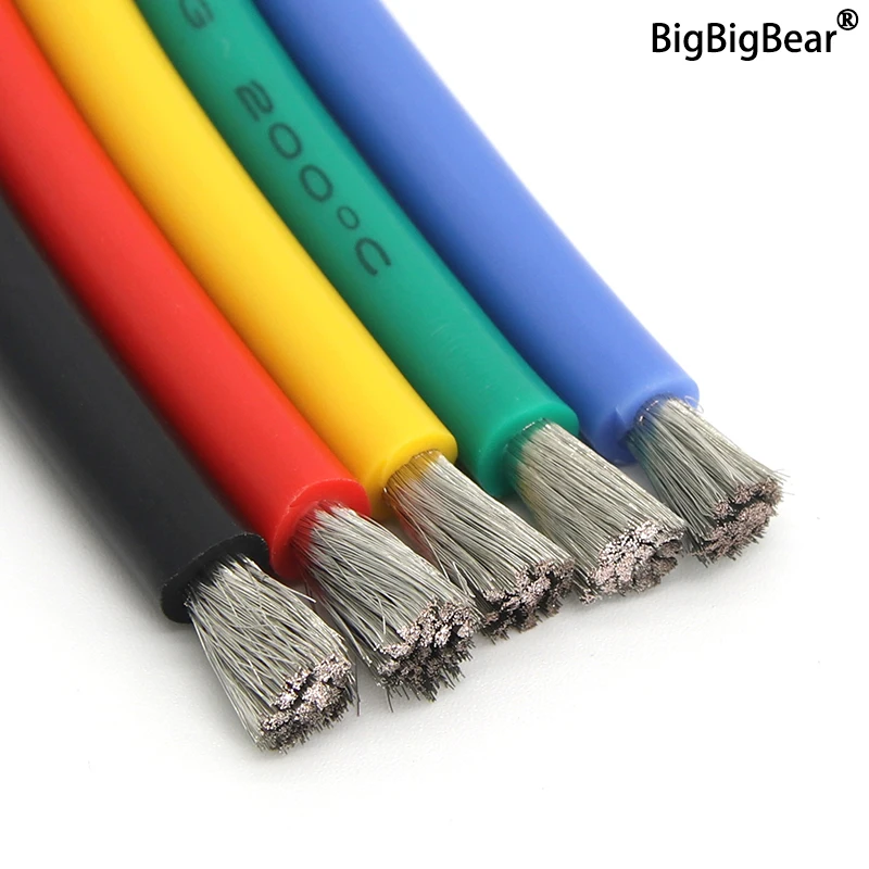 1/5/10m Soft Silicone Cable 26 24 22 20 18 16 14 12 10 8 6 4 2AWG Car ...