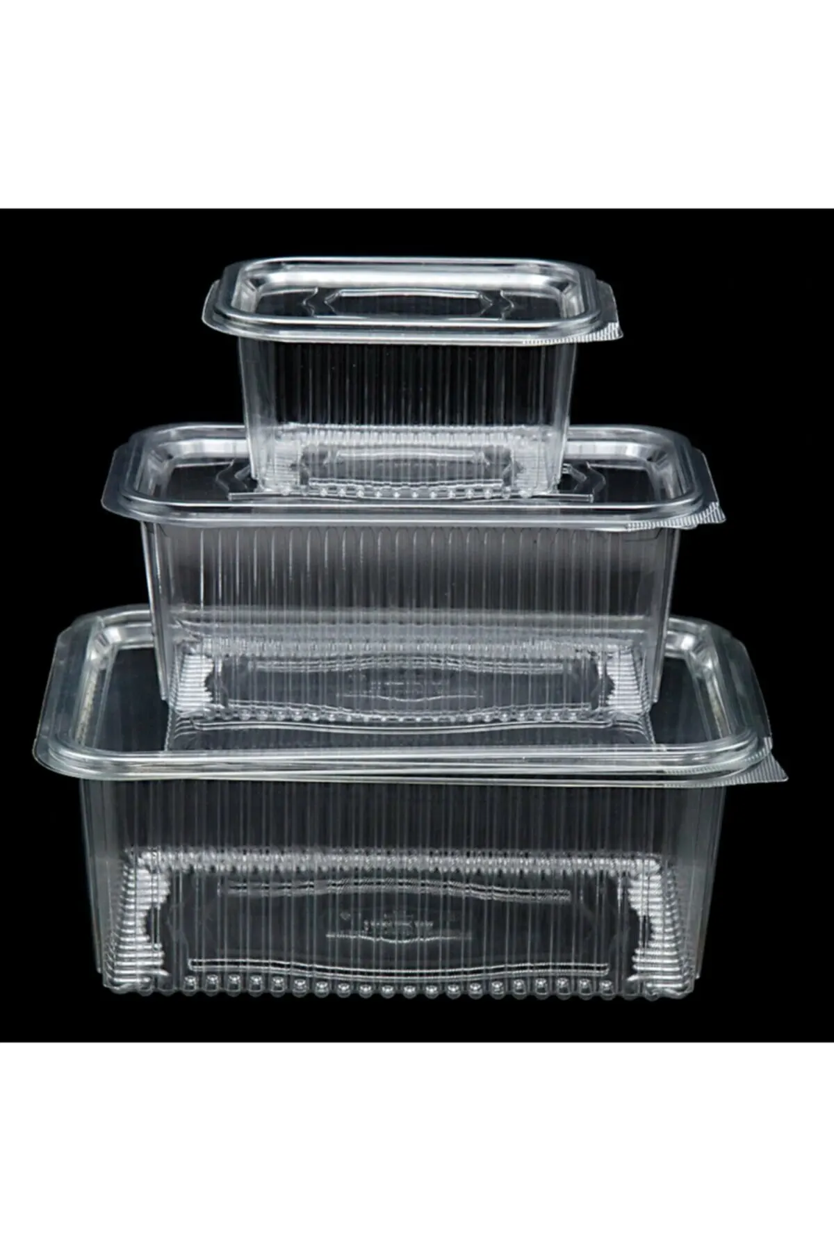 100-PCS-Transparent-Plastic-Leakproof-Hinged-Flat-Lid-Food-Container ...