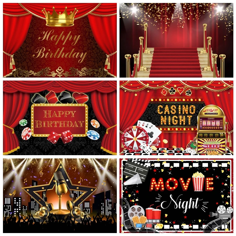 Red-Carpet-Birthday-Party-Backdrop-Decor-Film-Cinema-Movie-Poker ...