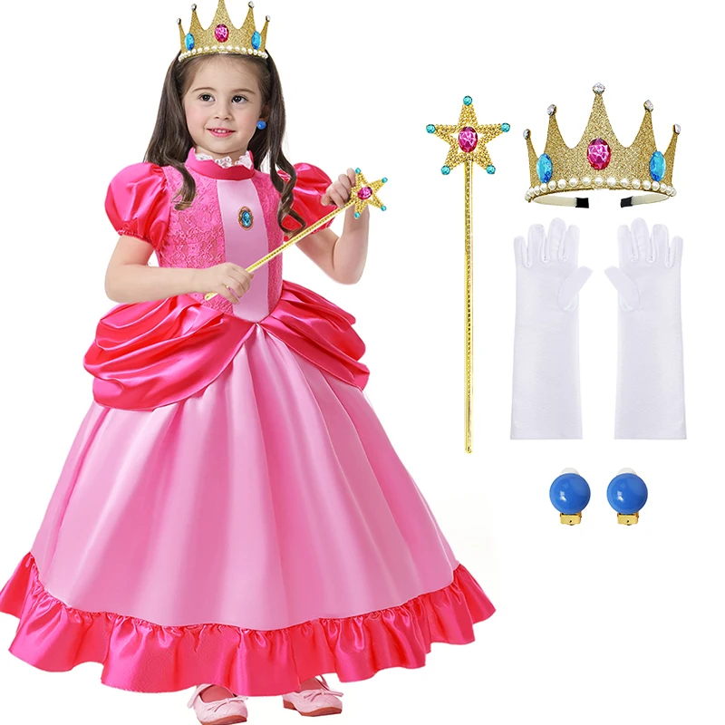 Disfraz-de-Peach-Queen-para-ni-os-vestido-de-encaje-de-boda-para ...