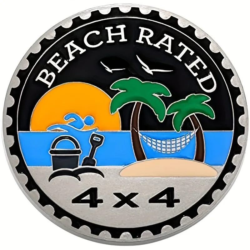 Beach-Rated-4-X-4-Metal-Automotive-Badge-3D-Car-Badges-Emblems-Round ...