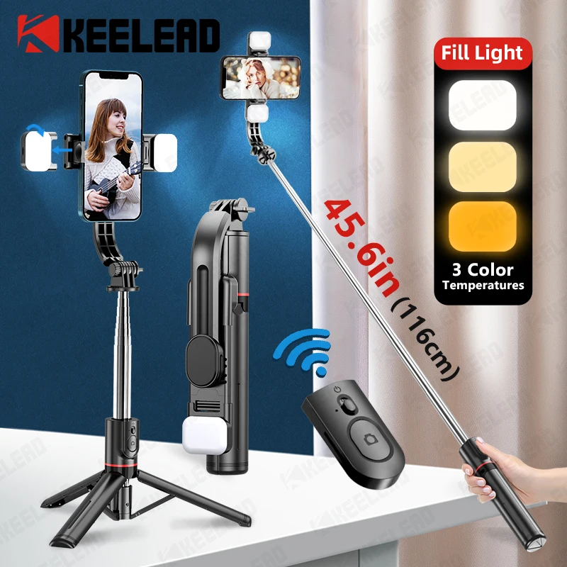 L13D-Selfie-Stick-1160mm-with-Wireless-Bluetooth-Double-Fill-Light ...