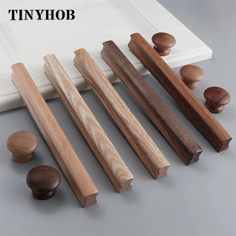 Natural Wood Furniture Handle Kitchen Cabinet Door Handles Drawer Pulls ...