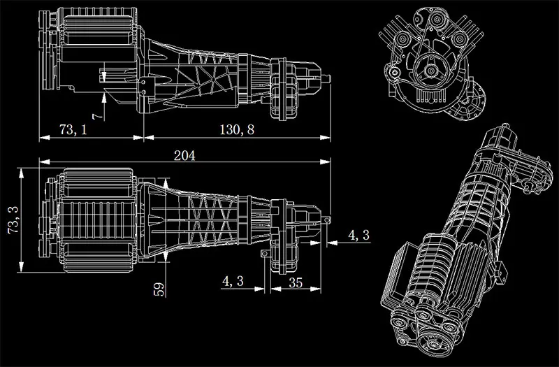JUWUBA JDM-138 Металлический двигатель 2-ступенчатая коробка передач ...