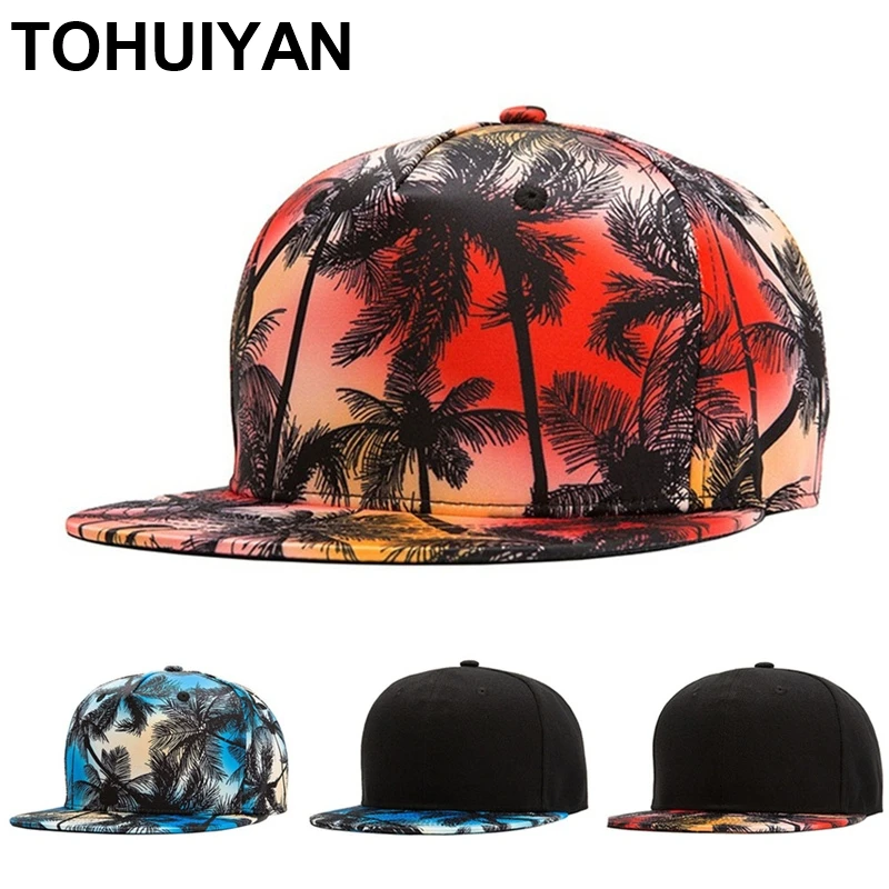 TOHUIYAN Hawaiian Summer Cap for Men 3D Printing Snapback Hat Street ...