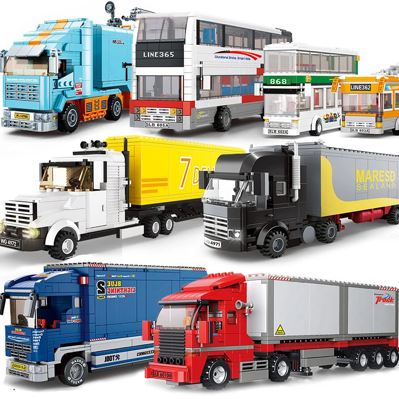School-Bus-Truck-Building-Blocks-City-Vehicle-Friends-Wagon-Lorry-Cargo ...