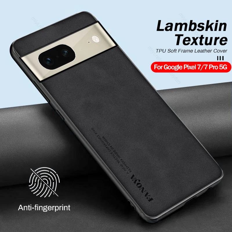 For-Google-Pixel-7-Pro-Case-Lambskin-Leather-Soft-Silicone-Frame-Back ...
