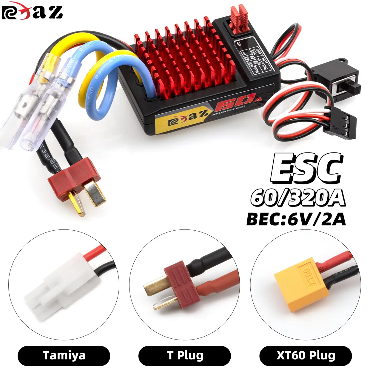 RCXAZ 1060 60A ESC Waterproof Brushed Electronic Speed Controller for 1 ...
