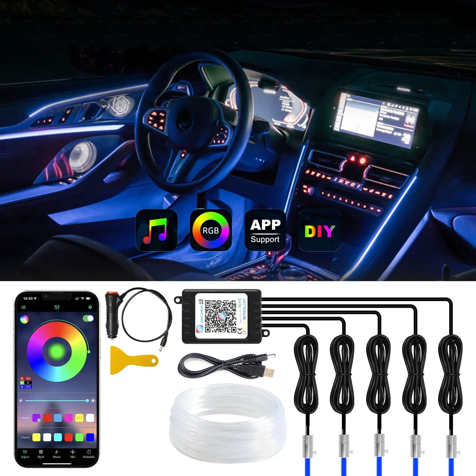6in1-DIY-Music-APP-Decorative-Atmosphere-Light-Car-Interior-Atmosphere-Ambient-RGB-Fiber-Optic ...