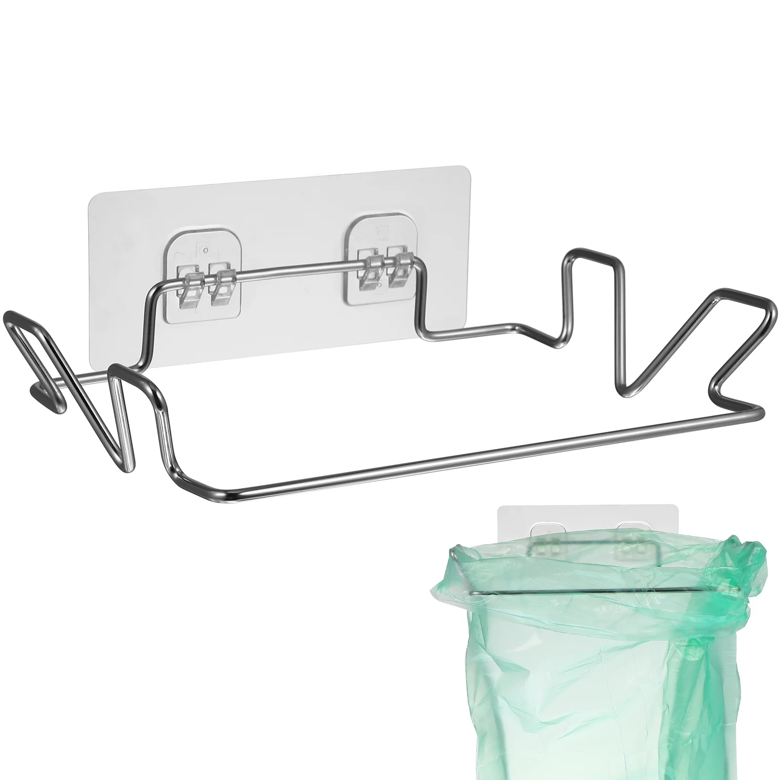 Stainless-Steel-Trash-Bag-Holder-over-the-Cabinet-Rack-2-Sets-Under ...