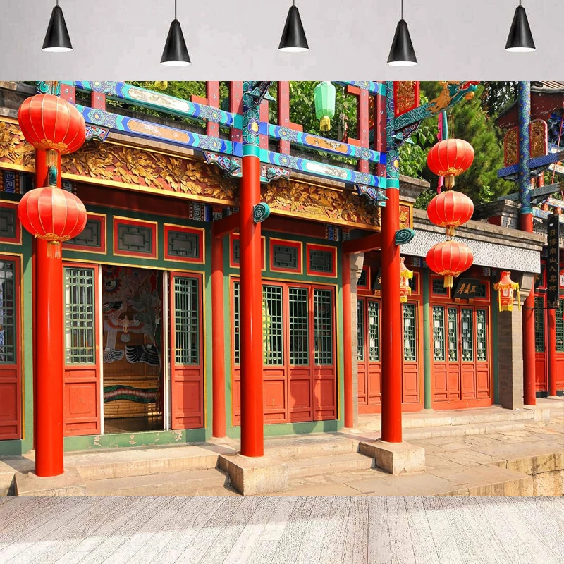 China-Street-Photography-Backdrop-Beijing-Summer-Palace-Red-Wooden ...