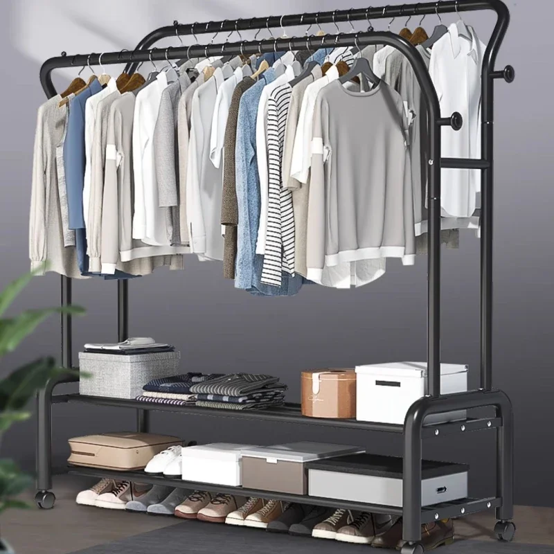 DualRow-Versatile-Wardrobe-with-Wheels-Movable-Clothes-Rack-150-LBS ...