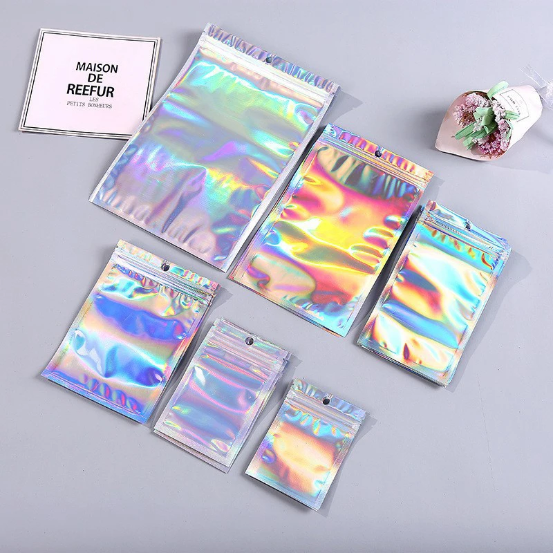 100pcs-Translucent-Resealable-Laser-Zip-Lock-Bags-Holographic ...
