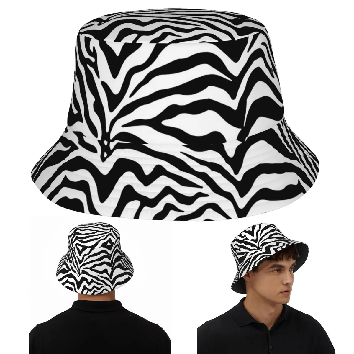 Zebra Print Bucket Hat Panama For Kids Bob Fisherman Hats For Summer ...