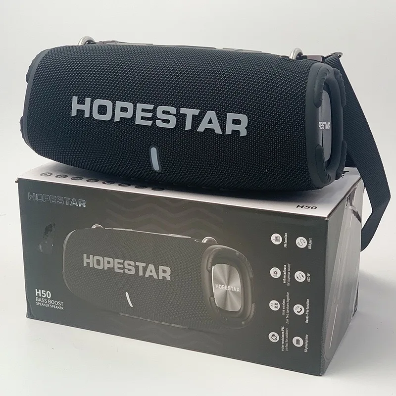 HOPESTAR H50 블루투스 오디오 무선 스피커, 휴대용 야외 방수 서브우퍼 HIFI 서라운드 사운드 시스템 TWS 시리즈 FM rad| | - AliExpress