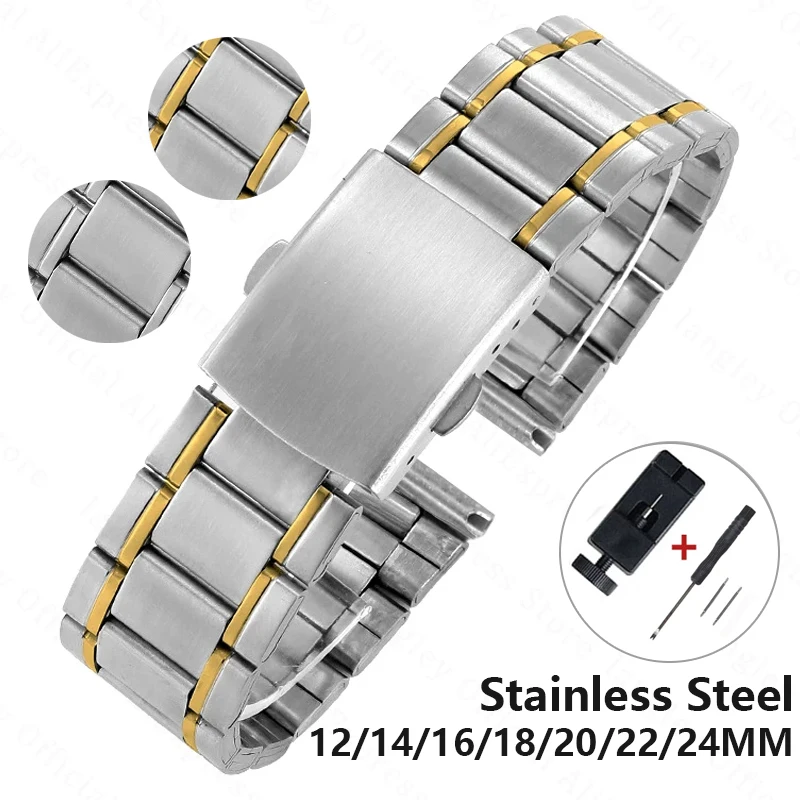 Universal Flat End Steel Watchband for Seiko Stainless Steel Wrist ...