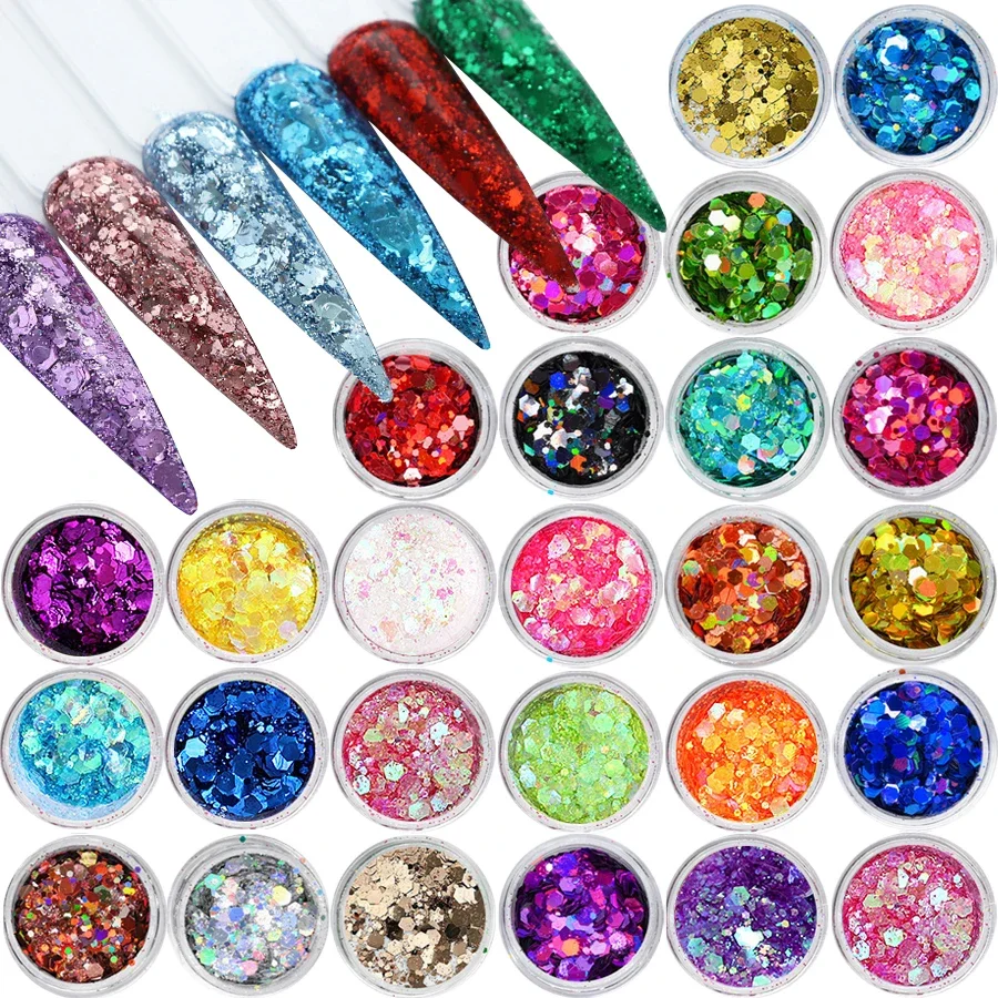 32pcs Nail Art Glitter Powder Set DIY Holographic Pigment Sparkly ...