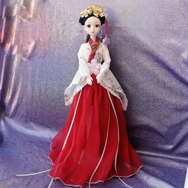 1/6 BJD Chinese Hanfu Doll with Ancient Traditional Clothes Headdress ...