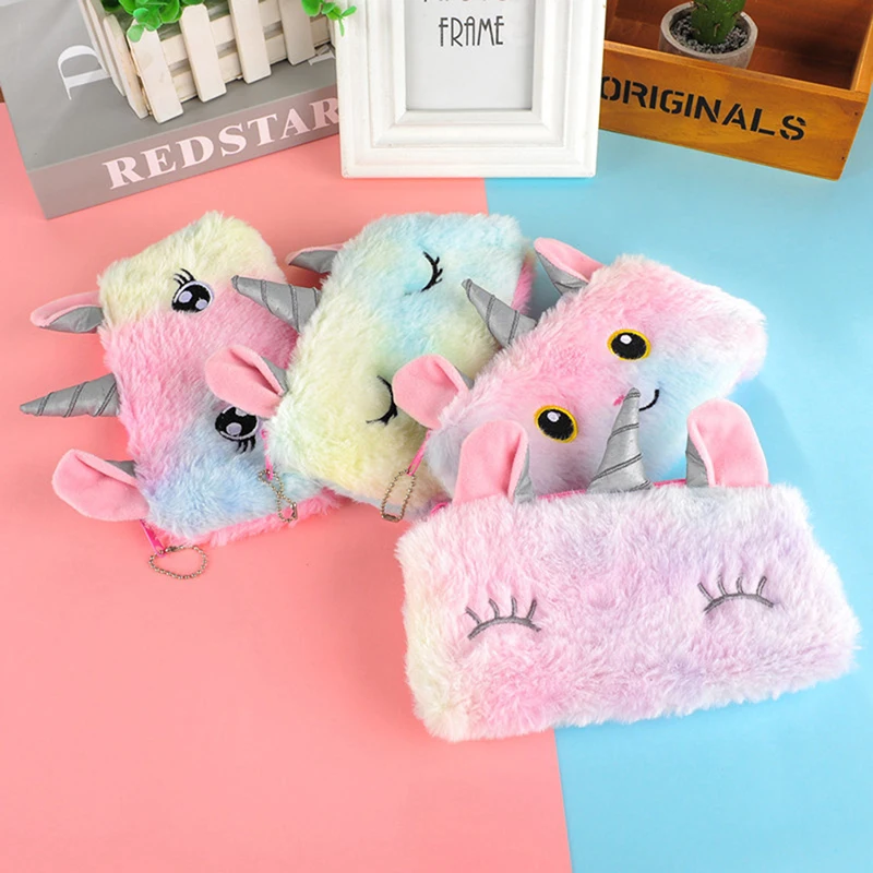 Winter-Rainbow-Fluffy-Pencil-Case-Kids-Cute-Plush-Colorful-Pencil-Pouch ...