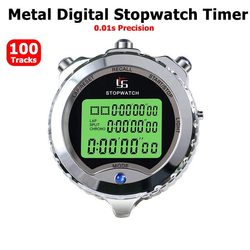 Metal-Digital-Stopwatch-Profession-Soccer-Chronograph-Timer-100-Tracks ...