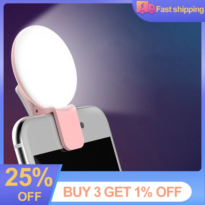 Mini Q Selfie Ring Light Led Flash Phone Lens Light Usb Rechargeable ...