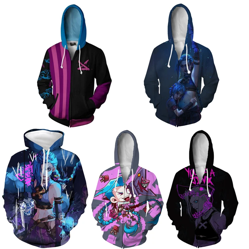 LOL-Arcane-Jinx-Sudadera-con-capucha-para-hombre-y-mujer-prenda ...