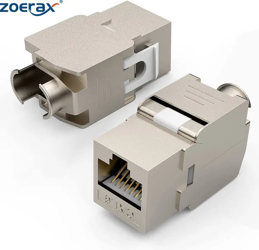 ZoeRax-1-pz-RJ45-schermato-cat6A-Cat7-Keystone-Jack-180-gradi-Toolless ...