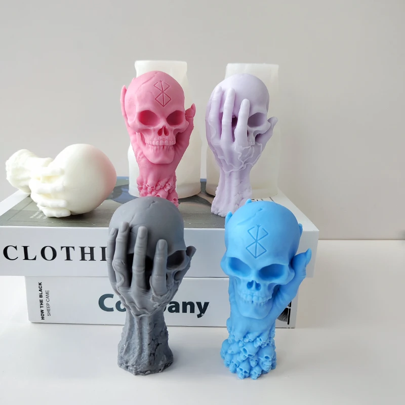 3D-Skull-Ghost-Hand-Silicone-Mold-DIY-Aroma-Candle-Plaster-Epoxy-Resin ...