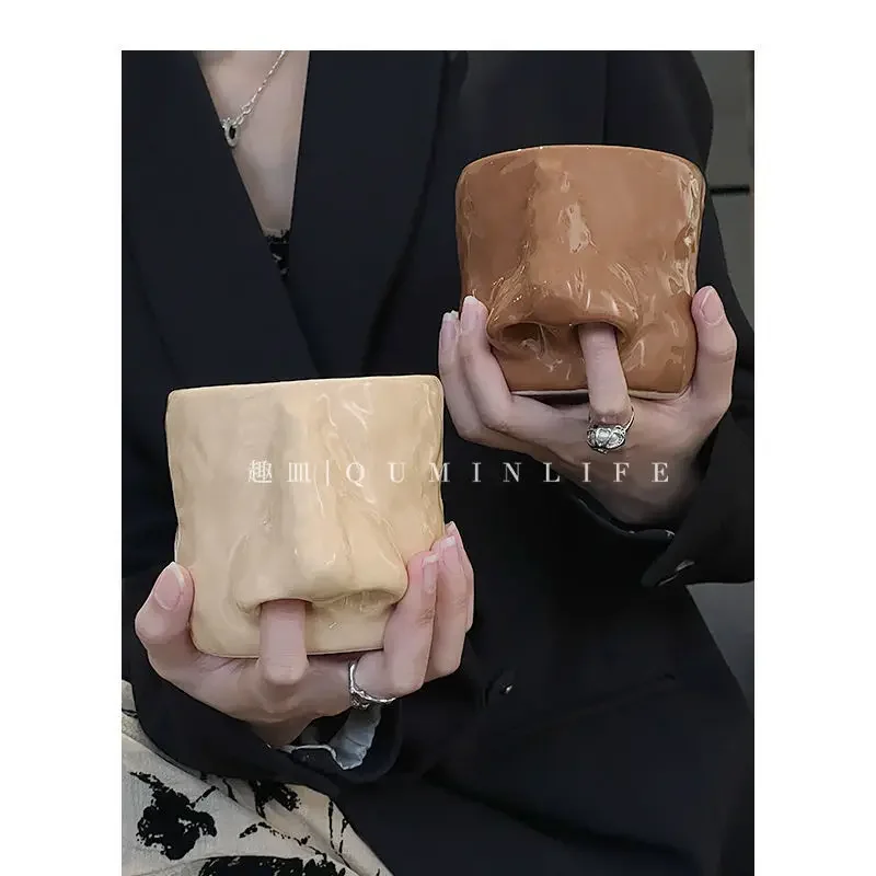 Funny-creative-ceramic-cup-nostril-mug-household-water-cup-office ...