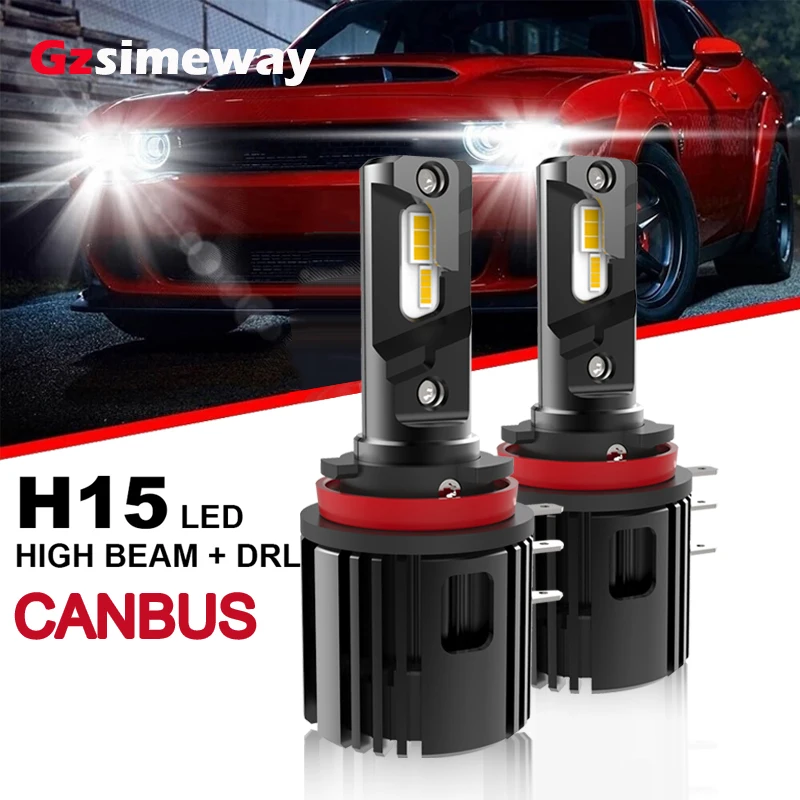 2pcs Car Light H15 Canbus Led Headlight 6000k 20000lm High Beam Turbo ...