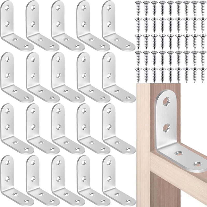 Stainless Steel L Bracket Corner Brace with Screws 90°Angle Joint ...