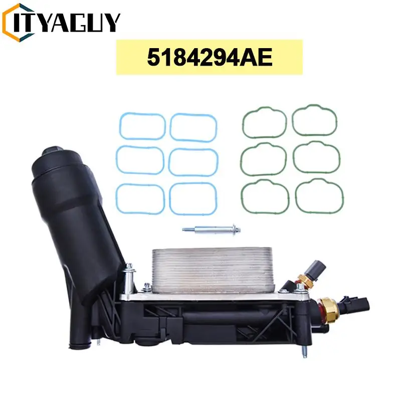 5184294AE-Engine-Oil-Cooler-Filter-With-Housing-Adapter-Gaskets-Sensor ...