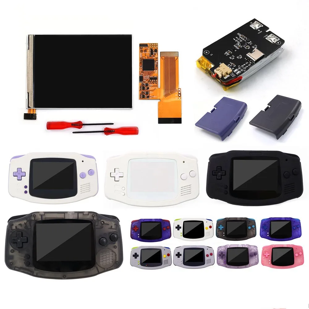 Rechargeable-V2-IPS-Screen-LCD-Backlight-Kits-For-GBA-With-1800mAh ...