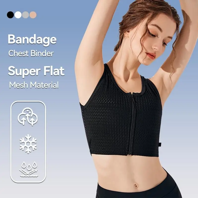 Elastic-Band-Chest-Binder-Central-Zipper-Breast-Binder-Zip-Up-Trans ...