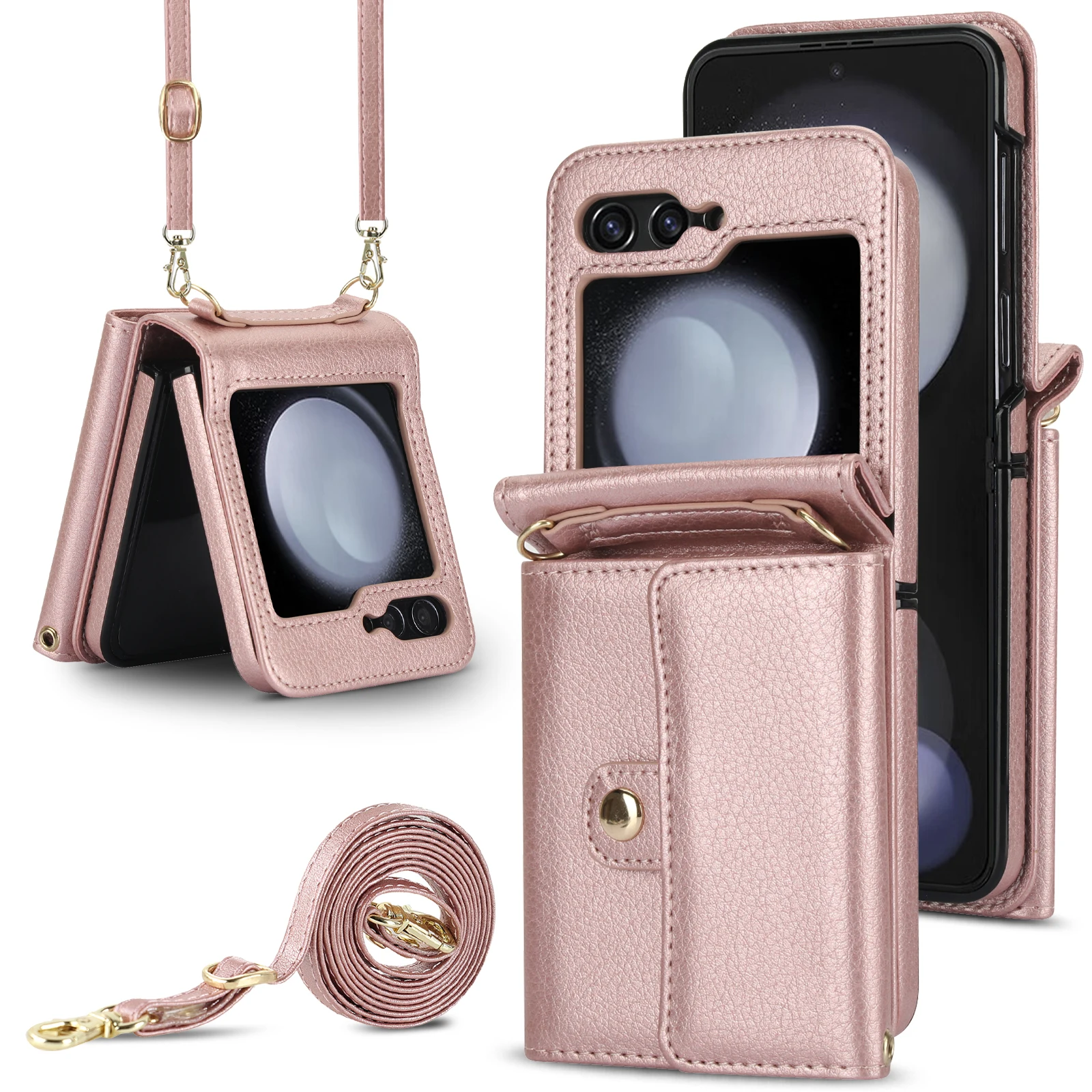 Crossbody-Cards-Solt-Wallet-Bag-Leather-Case-For-Samsung-Galaxy-Z-Flip ...