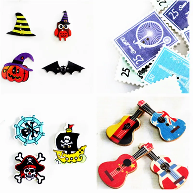 10-20-50-100Pcs-Wooden-Scrapbooking-Buttons-Wood-Letters-Christmas ...