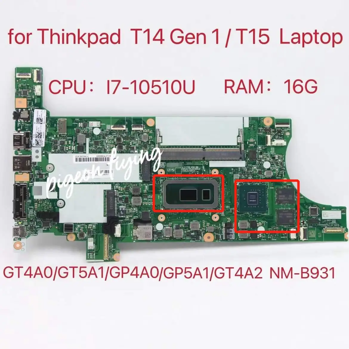 Placa base de ordenador portátil, NM-C931 para Thinkpad T14 Gen 1/ T15, CPU:I7-10510U RAM:16GB ...