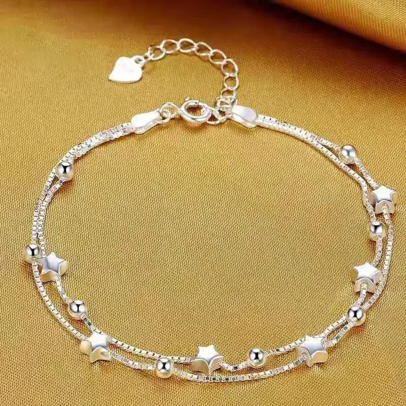 925 sterling silver Beautiful stars Bracelets for women korean fashion ...