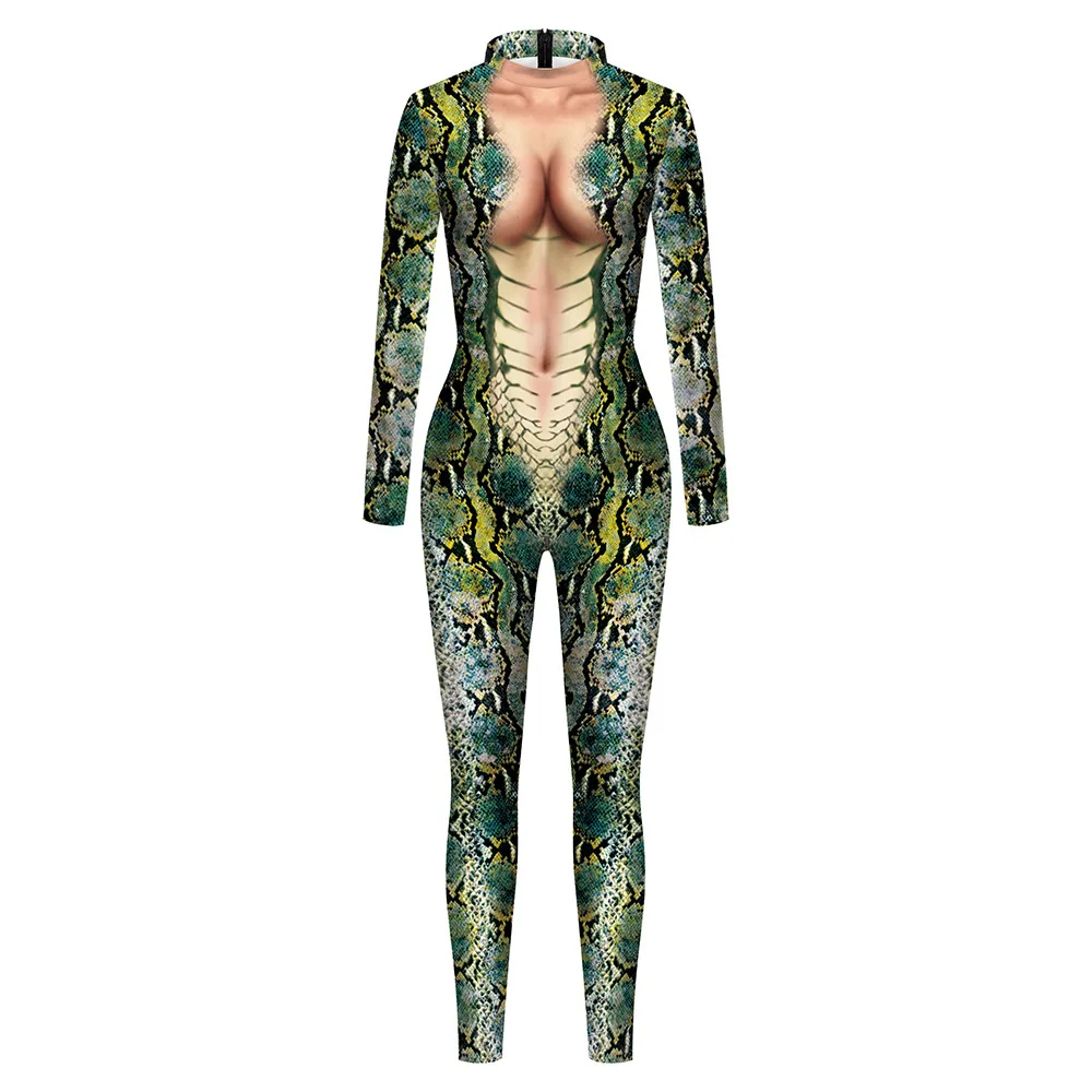 Women-Men-Green-Python-Snake-3D-Print-Jumpsuit-Elastic-Tight-Bodysuit-Halloween-Cosplay-Costumes ...