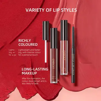 Matte Black Lipstick And Lip Liner Set Velvet Liquid Black Lip Gloss ...