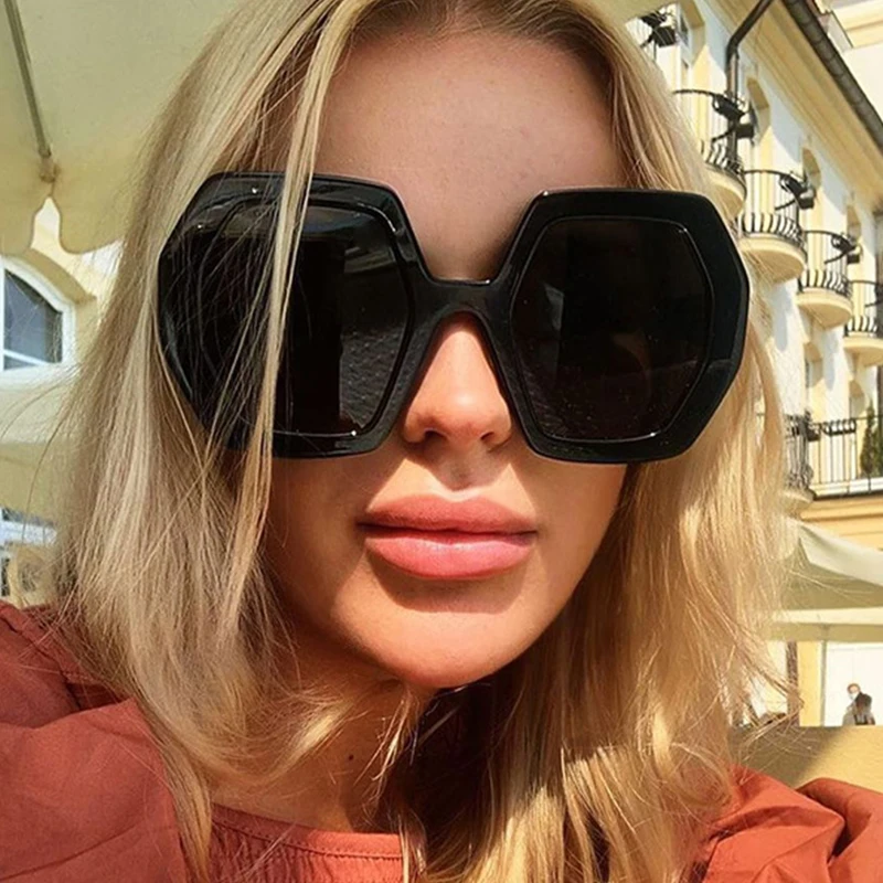 Trendy Oversized Polygon Sunglasses Women New Fashion Luxury Brand Big ...